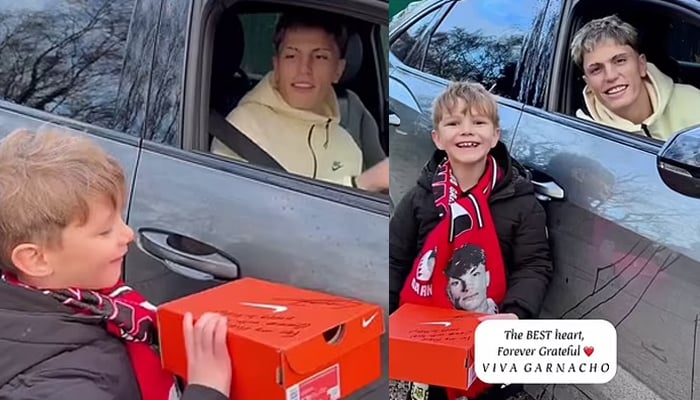 WATCH: Alejandro Garnacho makes young fan cry by gifting boots on his ...